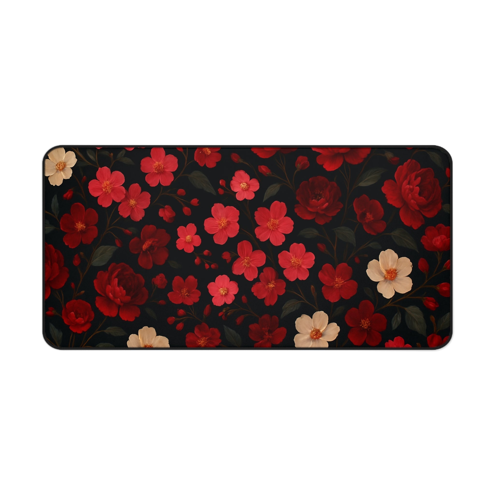 Dark Floral Desk Mat XXL – Aesthetic Flower Mouse Pad | Crimson Bloom ...